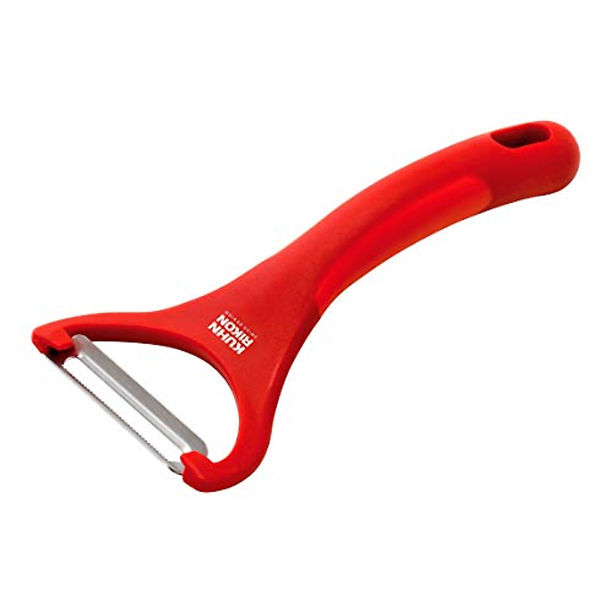 KUHN RIKON Auto Safety LidLifter/Can Opener with Ring Pull, 8 x 2.5 x 2.75 inches, Black & Serrated Piranha “Y" Peeler 6.25" Red