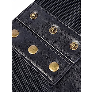 EBOOT Elastic Wide Waist Belt Tied Corset Cinch Belt with Press Button, Black