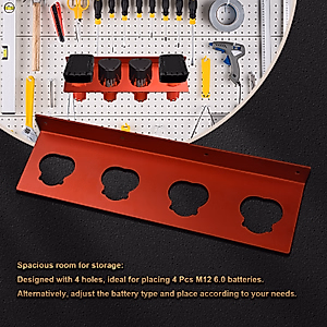 EZYPAK Battery Holder for Milwaukee M12, Battery Holder Battery Storage Holder for Milwaukee M12 6.0 Battery,High Strength Metal Wall Mount Rack with 4 Slots Perfect Organizers for Batteries (2)