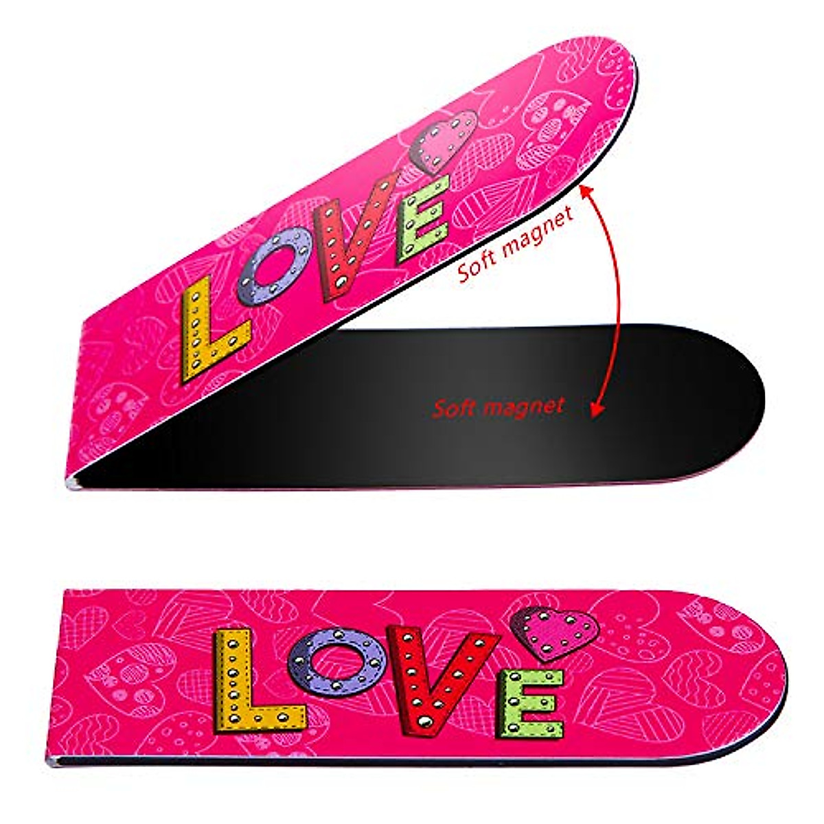 48 Pieces Valentine's Day Magnetic Bookmark Cute Magnetic Page Bookmark Assorted Magnet Page Markers for Valentine's Day Classroom Reward