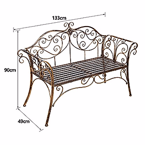 Cr Outdoor Patio Chair Garden Park Bench Metal Antique Garden Bench with Decorative Cast Iron Backrest
