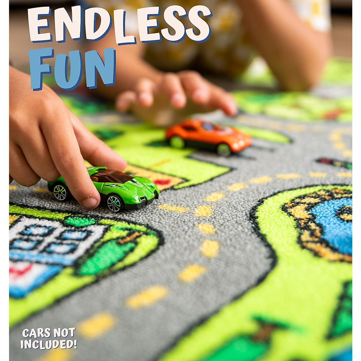 ToyVelt Kids Carpet Playmat Car Rug – Educational Road Traffic Carpet Multi Color Play Mat - Best Kids Rugs for Playroom & Kid Bedroom – for Ages 3-12 Years Old (43" L x 26" W)
