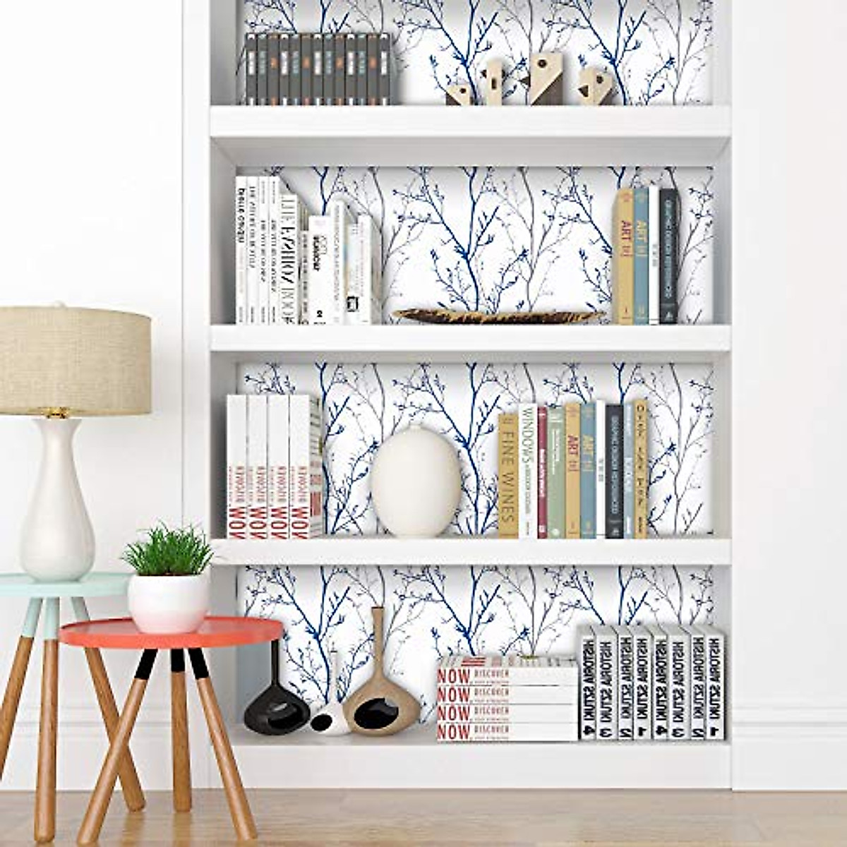 Mecpar Gray Blue Tree Branches Peel and Stick Wallpaper 17.71" x 118" Natural Wall Paper Modern Tree Branch Contact Paper Removable Wallpaper Self-Adhesive Vinyl for Furniture Crafts Walls
