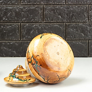 Mango Wood With Risin Unique Urn | for Human Ashes Medium Wooden Urn For Cremation Adult Urn Box | Male & Female Ashes Fractal Burning Turn Wood Funeral Pet - Beautiful Threade lid Container and jar