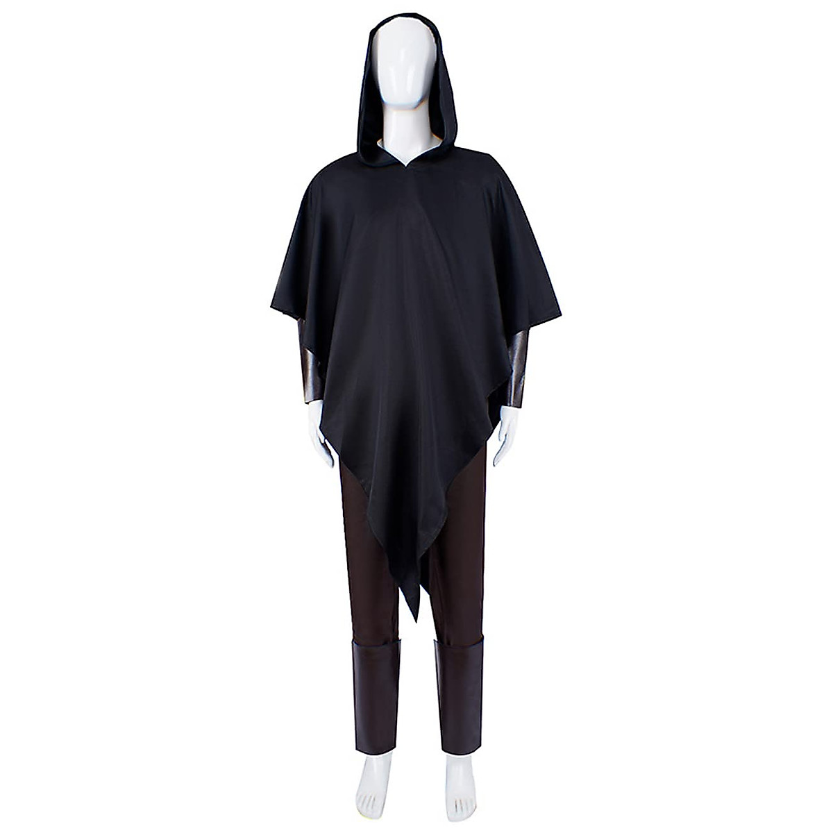 Adult Puss Costume in Boots Cosplay The Big Bad Wolf Cloak Robe Death Wolf Black Hooded Cape Halloween Outfits (Black with Mask-Adult, X-Small)