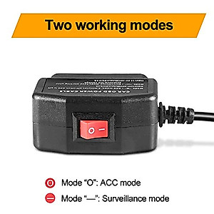 OBD2 OBD Power Cable for Dash Camera, Ssontong OBD to Mini USB OBDII Adapter Hardwire Charger Cable 24 Hours Surveillance and Acc Two Mode with Switch Button(Mini USB Port)