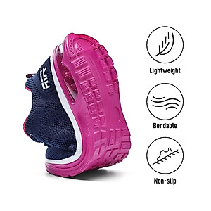 Wide Width Womens Sneakers Air Cushion Running Shoes Walking Tennis Shoes for Women Blue-Rose