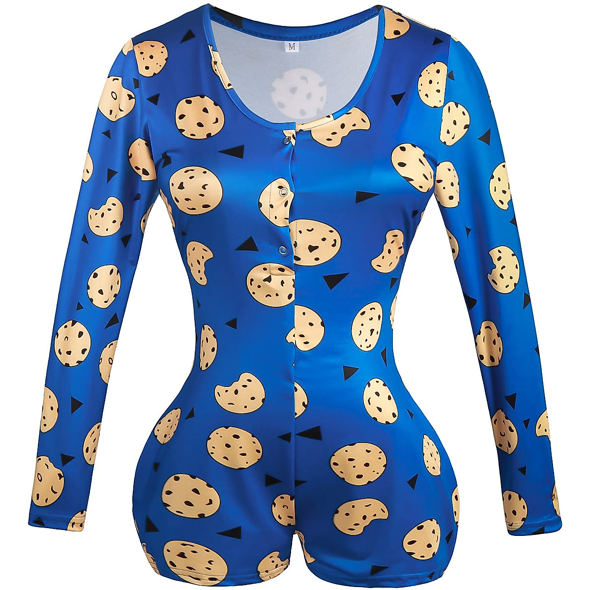 MissShorthair Onesies Women Sexy, Cute Onesie Pajamas for Women Long Sleeve Cookie Monster X-Large