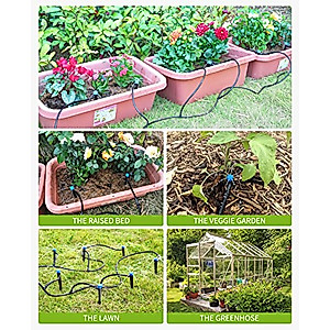 HIRALIY 98.4FT Drip Irrigation Kit, Garden Watering System, 6x4mm Blank Distribution Tubing DIY Automatic Irrigation Equipment Set for Outdoor Plants, Micro Drip Irrigation Kit for Greenhouse Flower, Bed Patio, Lawn