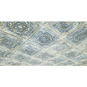 TD04 Smocked Gold Faux Tin Glue up, Drop in Ceiling Tile, Pack of 10 2'X2' Tiles. Covers 40 sq.ft. Easy to Install PVC Panels, Great for DIY Projects - Antique Vintage Look Ceiling, 3D Wall Paneling