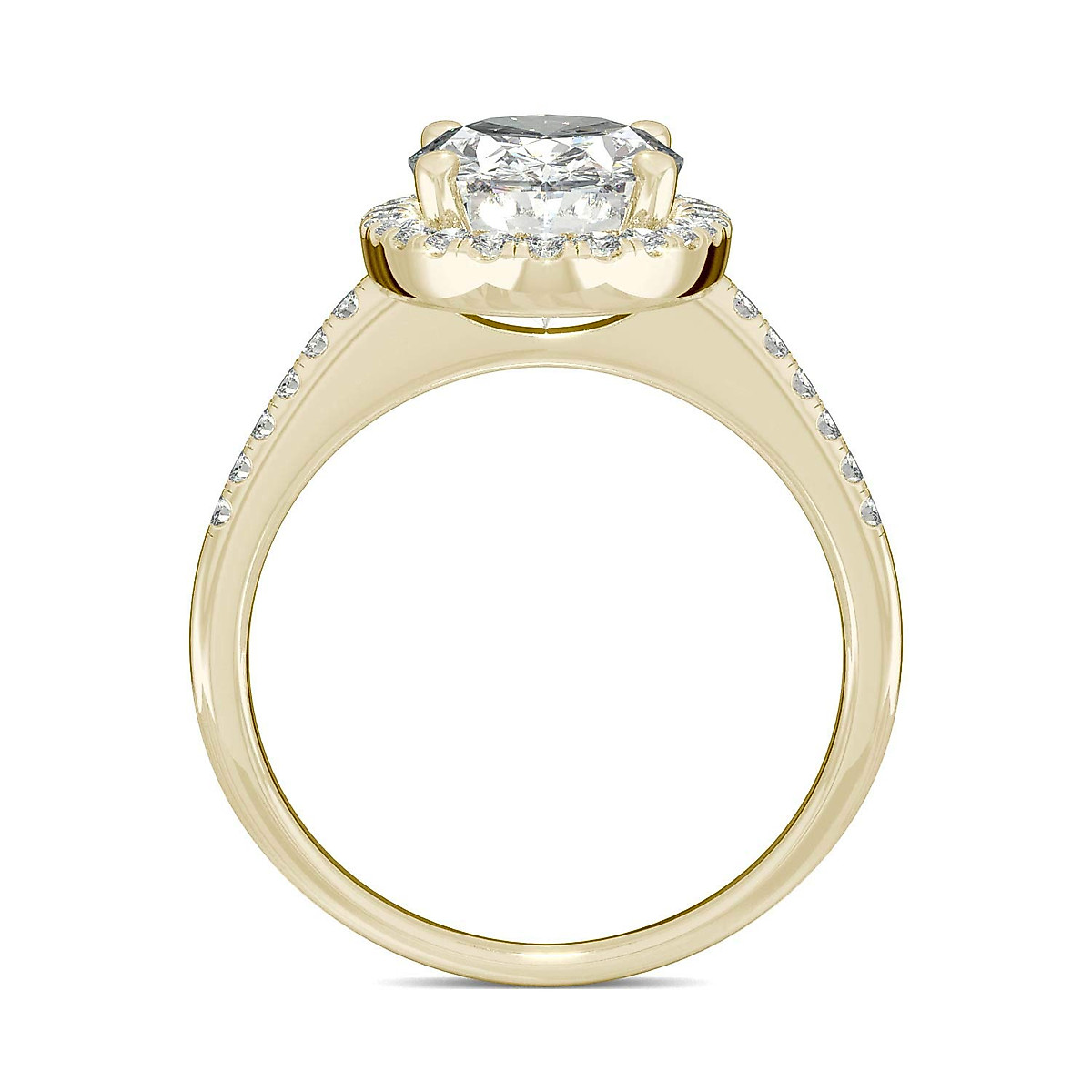 Charles & Colvard Created Moissanite 12x8mm Oval Cut Elongated Engagement Ring for Women | 4.75 cttw DEW | Lab Grown | Solid 14K Yellow Gold | Size 8