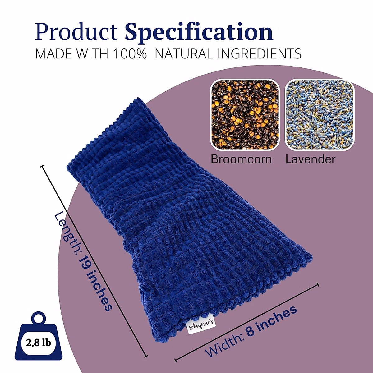 Solayman's Lavender Heating Pad Microwavable with Blue Removable Cover - Warm Compress Moist Heating pad for Back Pain Relief