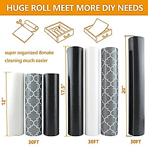 Gantan Cabinet Liners 17.5Inch x 30FT(360") Shelf Liner for Kitchen Cabinets Refrigerator Wire Shelving Non Slip Drawer Mat for Kitchen Bathroom Dresser Drawer Fridge (Grey)