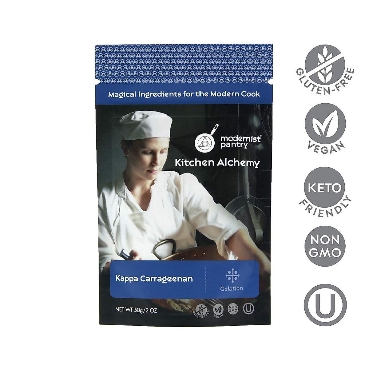 Pure Refined Kappa Carrageenan ⊘ Non-GMO ☮ Vegan ✡ OU Kosher Certified - 50g/2oz (The original recommended for Vegan Cheese)