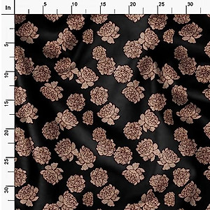 Soimoi Floral Print, Cotton Cambric, Quilting Fabric Sold by The Yard 42 Inch Wide, Medium Weight Cotton Fabric, Sewing Supplies,Black & Brown