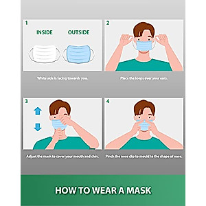 FriCARE Made in USA ECOGUARD Adult ASTM Level 3 Disposable Face Masks, 3 Ply Protection Breathable 50 Pack Elastic Earloop