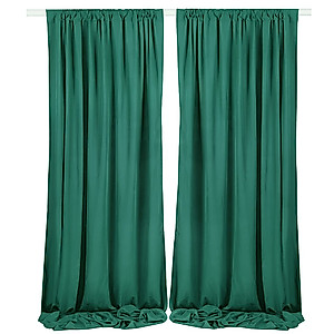 SHERWAY 9.5 Feet x 10 Feet Silky Soft Hunter Green Backdrop Drapes, Polyester Window Curtains for Wedding Party Ceremony Stage Decoration (20% Transparency)
