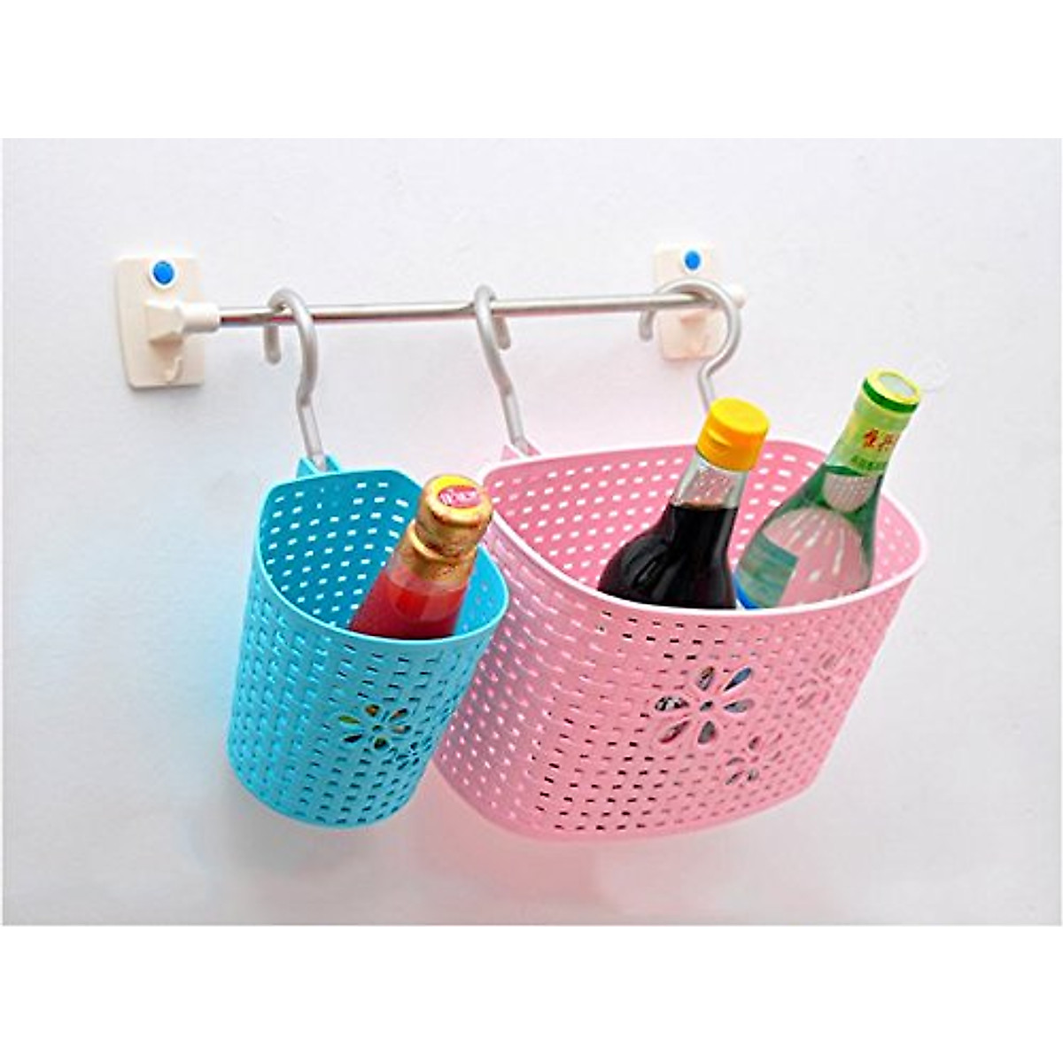 LAAT1pcs Storage Basket Plastic Hanging Shower Basket with Hook for Bathroom Shampoo Kitchen Shampoo Cosmetics Food Vegetable Hanging Organizer Holder