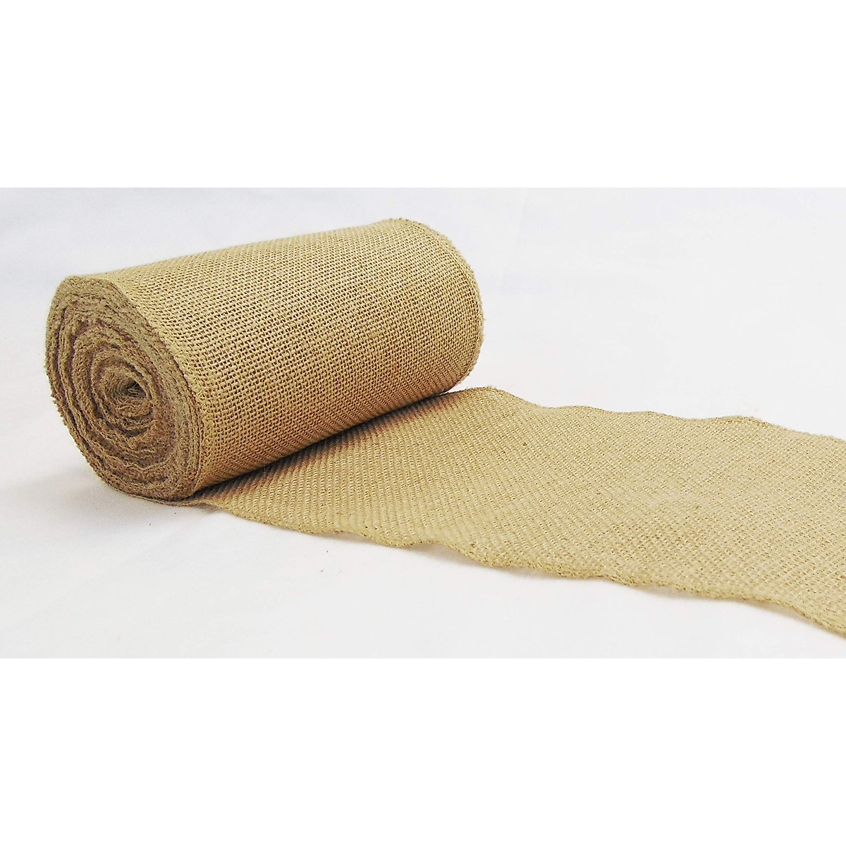 8 inch wide by 60 feet long tight weaved burlap tree plants wrap for protection ribbon | high density finished edges country style indoor outdoor table runner