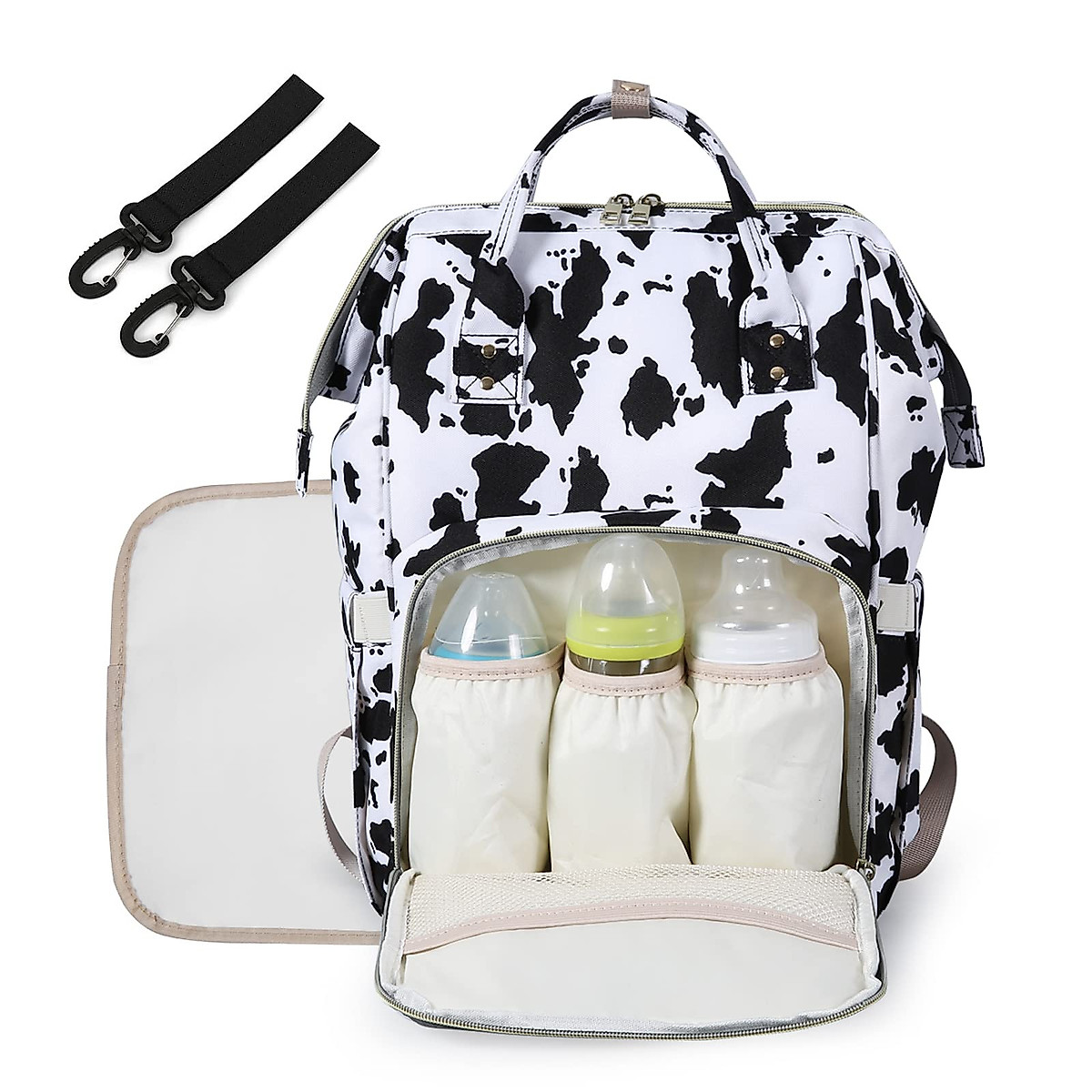 TRENDPLAY Baby Diaper Backpack for toddlers, Stroller Organizer Nappy Bag For Girls, with Insulated Pockets, Cow