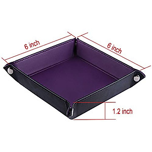 SIQUK 6 Pieces Dice Tray PU Leather Dice Rolling Tray Folding Square Holder for Dice Games, 6 Colors