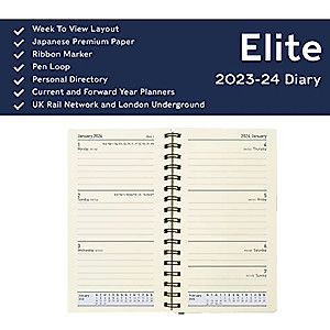 Collins Elite Academic 2023-24 Pocket Week to View Mid Year Diary Planner School, College or University Term Journal - July 2023 to July 2024 - Black - 1165VM.99-2324