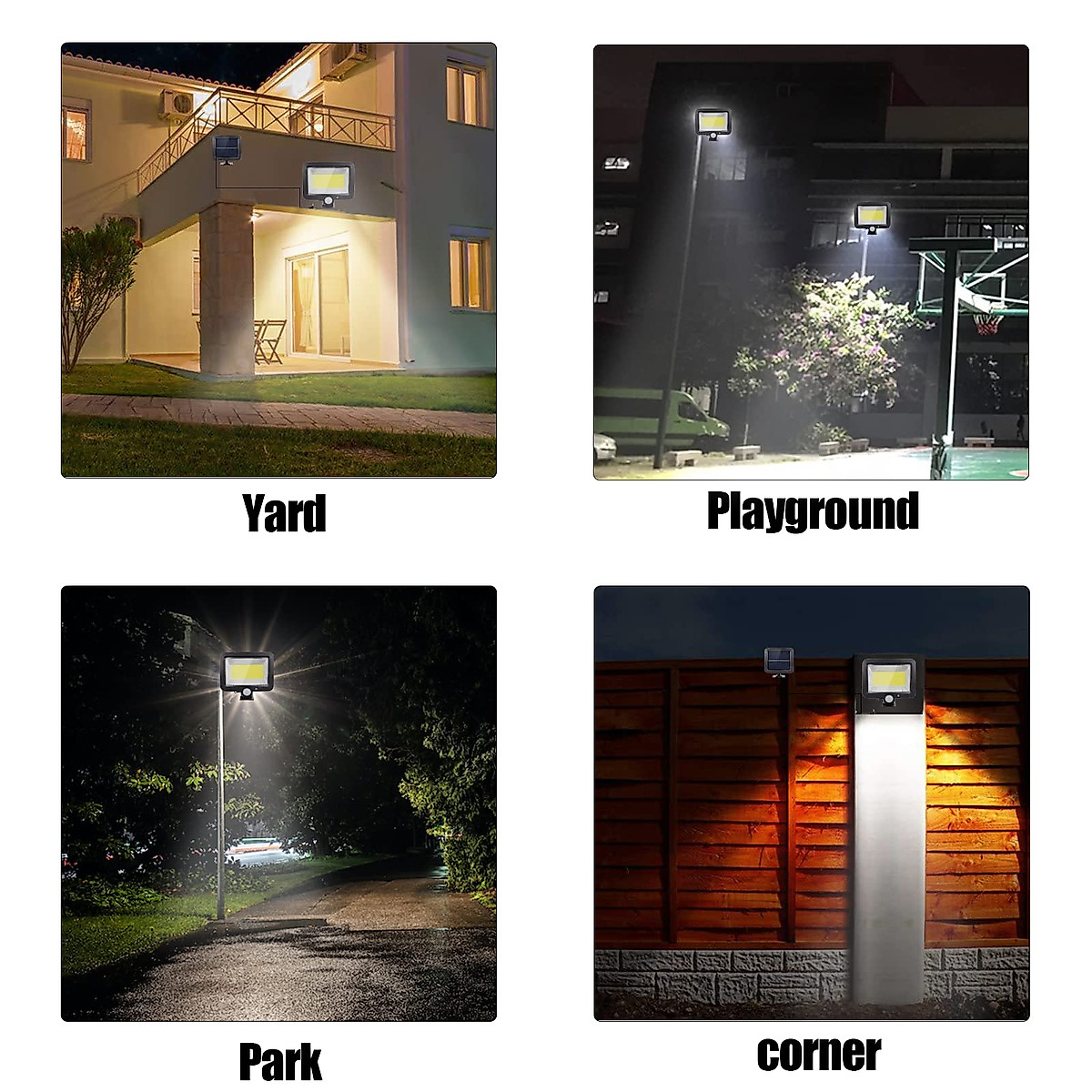 WERCHTAY Solar Lights Outdoor Motion Sensor Remote Control Solar Flood Lights with 3 Lighting Modes 120 Bright COB IP65 Waterproof 16.4Ft Cable Security Solar Powered Lights for Yard Outside