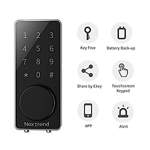 Smart Lock, NexTrend Electronic Deadbolt Door Lock, Bluetooth Keyless Entry, Touchscreen Keypad, Mechanical Keys Enabled Remote Share, Auto Lock for Home, Hotel, Apartment, Silver