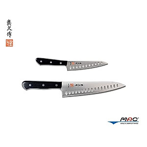 MAC Knife Chef series 2-piece starter knife set TH-201, TH-80 Chef series 8" Chef's knife w/dimples and TH-50 Chef series 5" Paring knife w/dimples, handcrafted in Seki, Japan