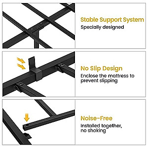IDEALHOUSE 14 Inch Twin Bed Frame with Storage,Metal Platform Twin Bed Frame No Box Spring Needed Steel Slat Support Easy Assembly (Twin)
