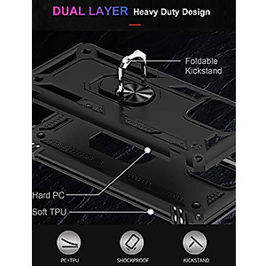 LUMARKE Galaxy A71 5G Case,Pass 16ft. Drop Tested Military Grade Cover with Magnetic Ring Kickstand Compatible with Car Mount Holder,Protective Phone Case for Samsung Galaxy A71 5G Black