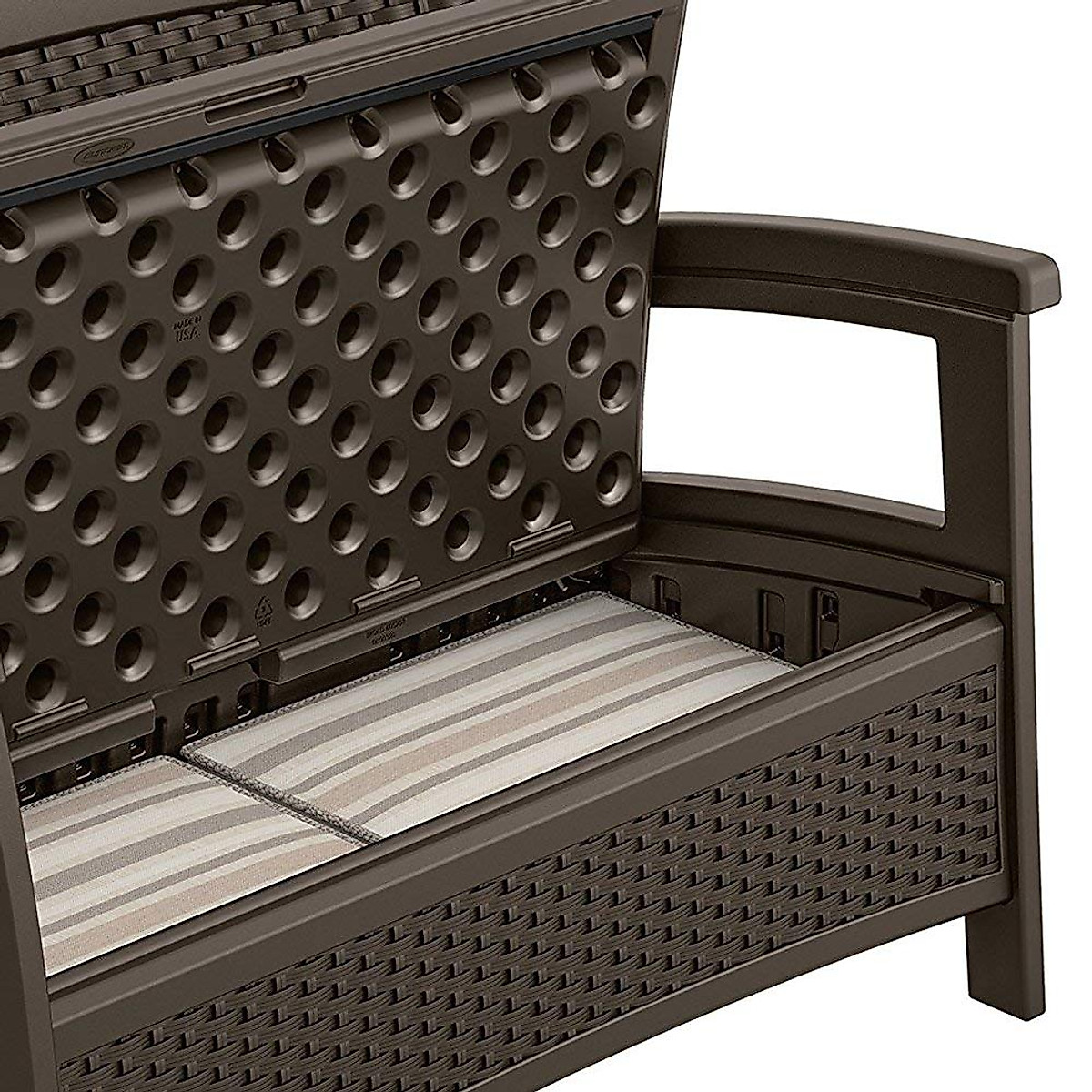 Suncast Elements Resin Wicker Design Loveseat with Storage Area, Java (2 Pack)