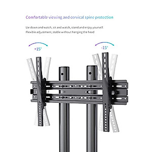 Rolling TV Bracket Mobile Floor cart Mute Bracket 32-70 inch Monitor TV Rack Display with Wheels and Tilt Mount, Height Adjustable Floor TV Stand Holds up to 165 lbs (Black) (D910)