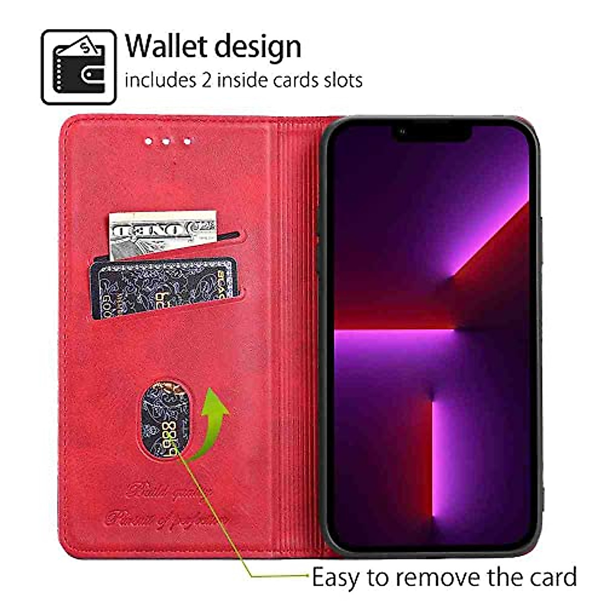 BANLEI2U Phone Cover Wallet Folio Case for Oppo Reno 2, Premium PU Leather Slim Fit Cover for Reno 2, Luxury, Red