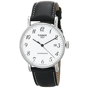 Tissot Mens Everytime Desire Auto 316L Stainless Steel case Automatic Watch, Black, Leather, 21 (T1094071603201)