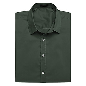 COOFANDY Men's Dress Shirts Slim Fit Wrinkle-Free Short Sleeve Casual Button Down Shirt Olive Green