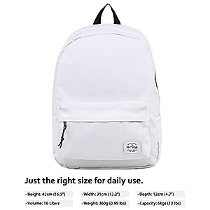 HotStyle SIMPLAY Classic School Backpack Bookbag, White