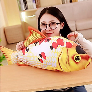 OUKEYI Soft Fish Cushion Pillow，35inch/ 90cm Carp Plush Pillow Stuffed Toy Throw Pillow for Home Decoration Gift Stuffed Animal Toy