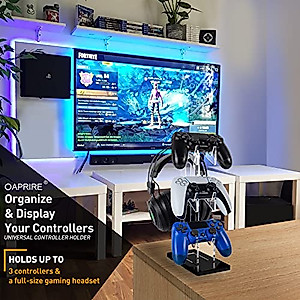 OAPRIRE Universal 3 Tier Controller Holder and Headset Stand for PS4 PS5 Xbox ONE Switch, Controller Stand Gaming Accessories, Build Your Game Fortresses (Black)
