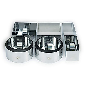 NewlineNY Stainless Steel Dessert Rings (12 Pcs) Round Square Rectangular Appetizers Molded Salads, Cakes Mousse Molding Layering Cake Cutter