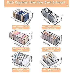ARNTY Wardrobe Clothes Organizer, Upgraded Drawer Organizers for Clothing, Clothes Organizer for Folded Clothes, Jeans Organizer for Closet（7 Packs: Jeans*2+Shirt+Leggings+Bra+Underwear+Socks）
