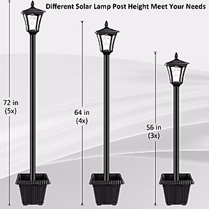 72" Solar Outdoor Light with Planter, Waterproof Solar Post Lamp, Garden Lights for Backyard, Pathway, Patio, Lawn, Driveway Decor