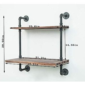 Black,Industrial Retro Wall Mount Iron Pipe shelves,Microwave Oven Rack- Wall mounted Microwave Oven Shelf Stand,Storage Organizer For Kitchen,Oven,Toaster,Utensils,Spice,Mits and more