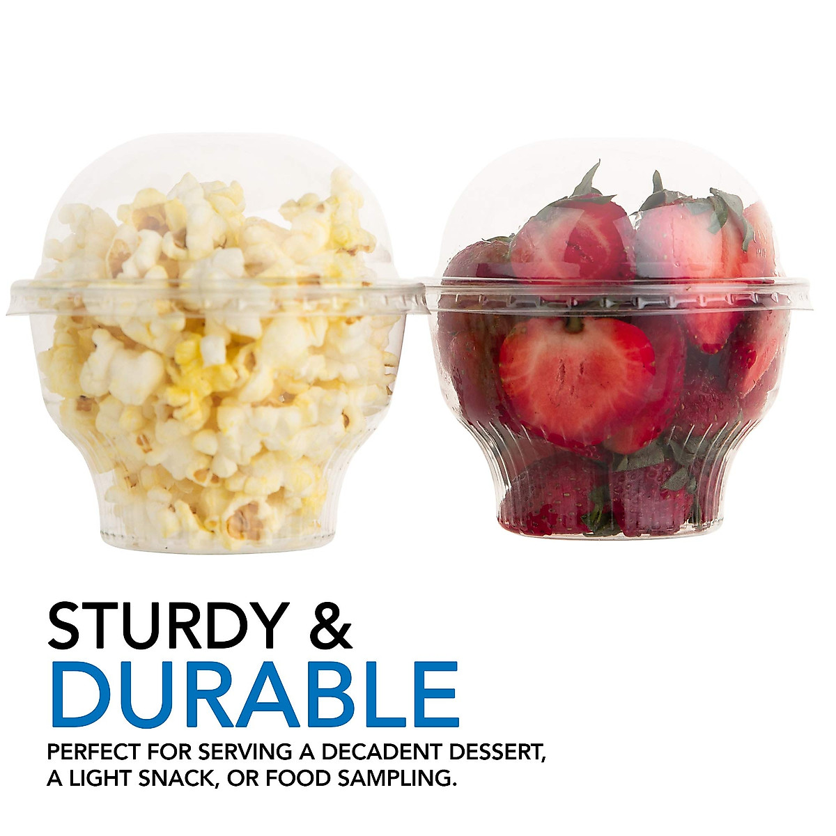 Clear Plastic Dessert Cups with Lids 8 oz (Set of 50) Small Disposable Parfait Cup, Dome Lid - No Hole, 8-Ounce Party Fruit Containers, Banana Pudding Bowl, Jello, Ice Cream, Desserts Container