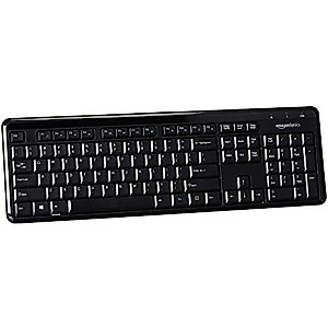 Amazon Basics 2.4GHz Wireless Keyboard Quiet and Compact US Layout (QWERTY), Black, Modern