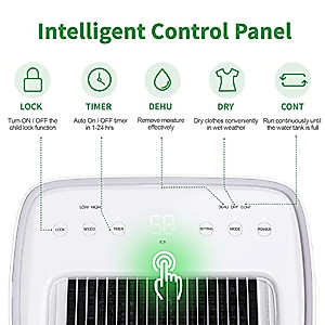 Waykar 4500 Sq. Ft Dehumidifier for Home with Drain Hose for Bedrooms, Basements, Bathrooms, Laundry Rooms - with Intelligent Control Panel and Front Display, 24 Hr Timer and 0.66 Gallons Water Tank