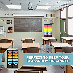 Geyee 4 Pack Wall Hanging File Folders Organizer, Heavy Duty Storage Pocket Chart, Over Door Hangers Included, Hanging Wall Paper Organizer Holder for School Classroom Office Home(10 Pocket)