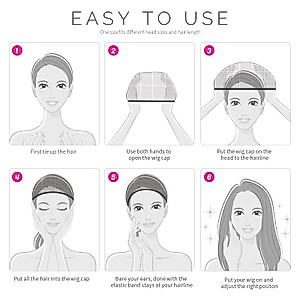 Fandamei Wig Caps, 6PCS Black Stocking Caps for Wigs, Stretchy Nylon Wig Caps for Women, Girls, Kids, Stocking Wig Caps…