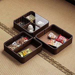 AMABEAgwsnh Kitchen Organization Solid Wood Household Commercial Dried Fruit Storage Box Partition with Lid Snack Snack Dried Fruit Box
