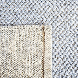 SAFAVIEH Natura Collection Accent Rug - 3' x 5', Light Blue & Ivory, Handmade Flat Weave Modern Stripe Wool, Ideal for High Traffic Areas in Entryway, Living Room, Bedroom (NAT324L)